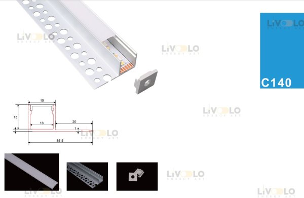 ALUMINIJSKI PROFIL UGRADBENI-JEDNOSTRANA rupičasta krilca 13mm x 35.5mm ...